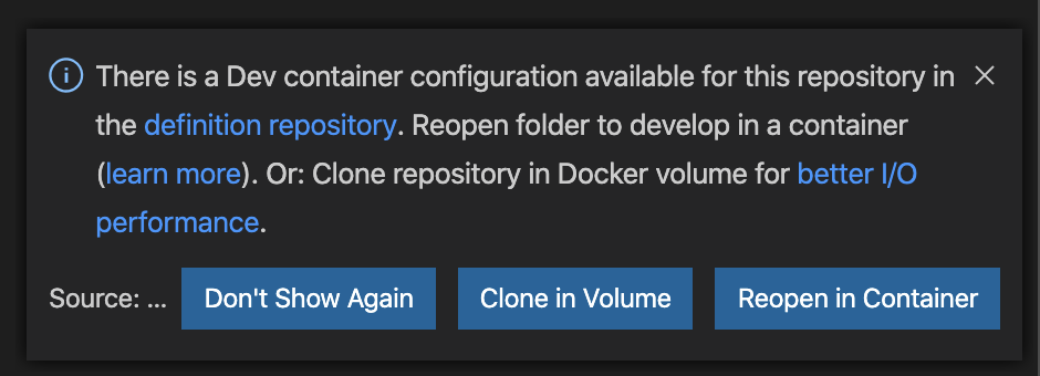Reopen notification mentions folder contains dev container config, even ...