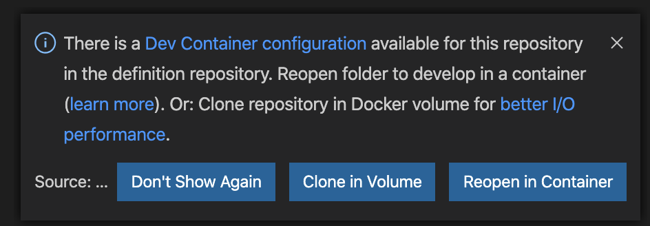 Reopen notification mentions folder contains dev container config, even ...