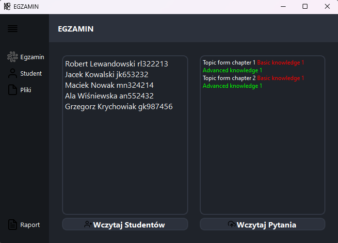 GitHub - radoslawgegotek/ExamApp: The application was made as part of a project in college, Qt ...