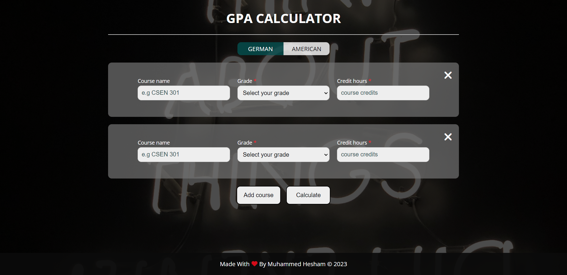 GitHub - muhammedheshamm/GPACalculator: A simple gpa calculator. Created using html, css and ...