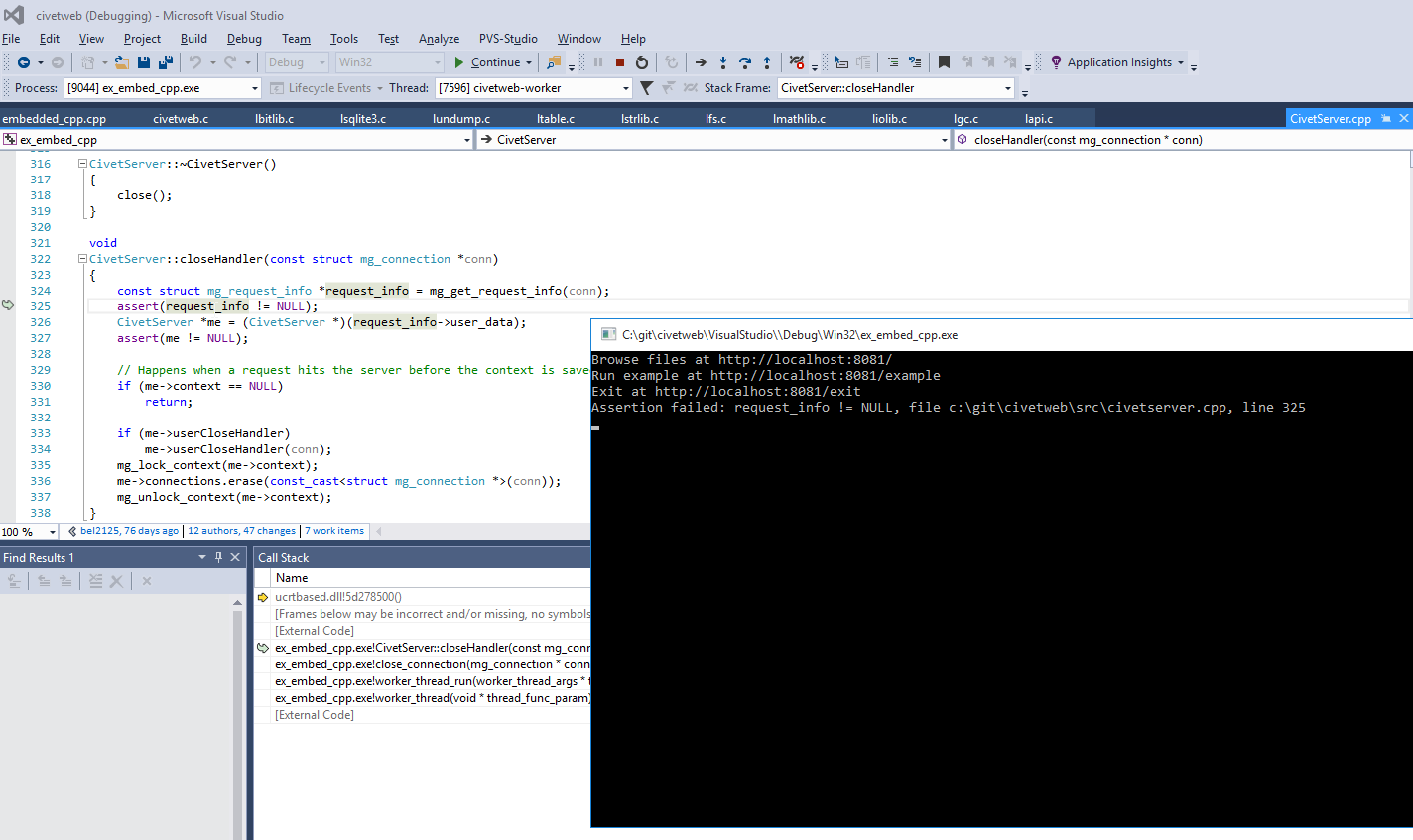 CivetServer::closeHandler Assertion failed: request_info != NULL · Issue #485 · civetweb ...