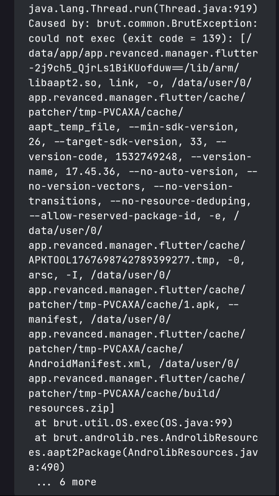 [Help] could not exec (exit code = 139): · ReVanced revanced-discussions · Discussion #815 · GitHub