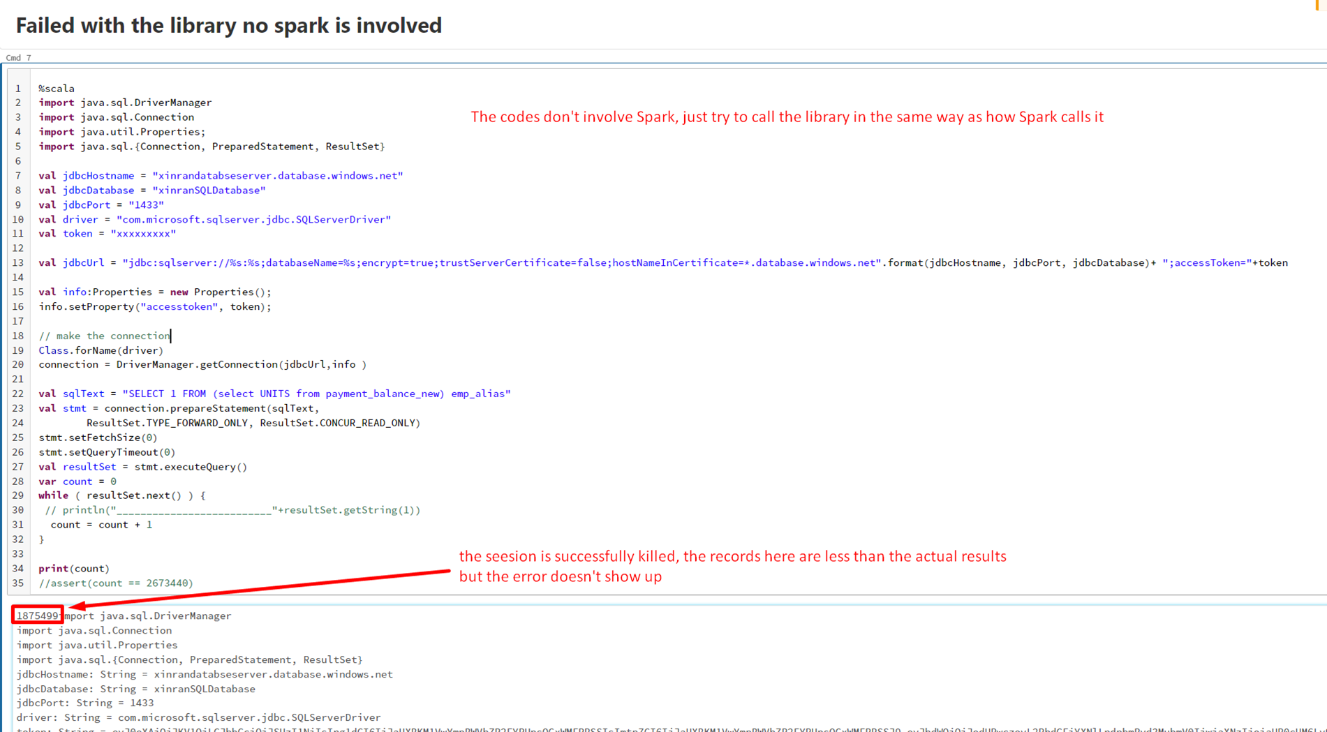 [QUESTION] Exception is not thrown as expected when the session is killed in SQL database ...