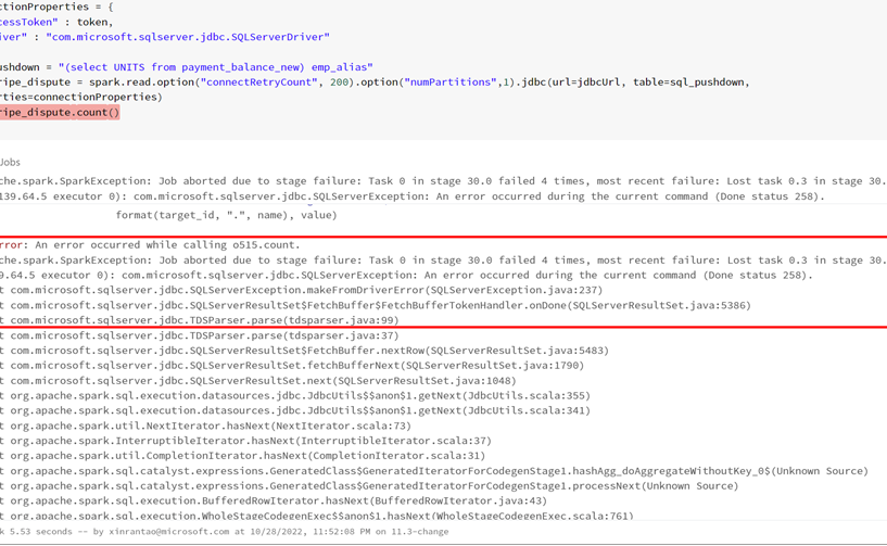 [QUESTION] Exception is not thrown as expected when the session is killed in SQL database ...