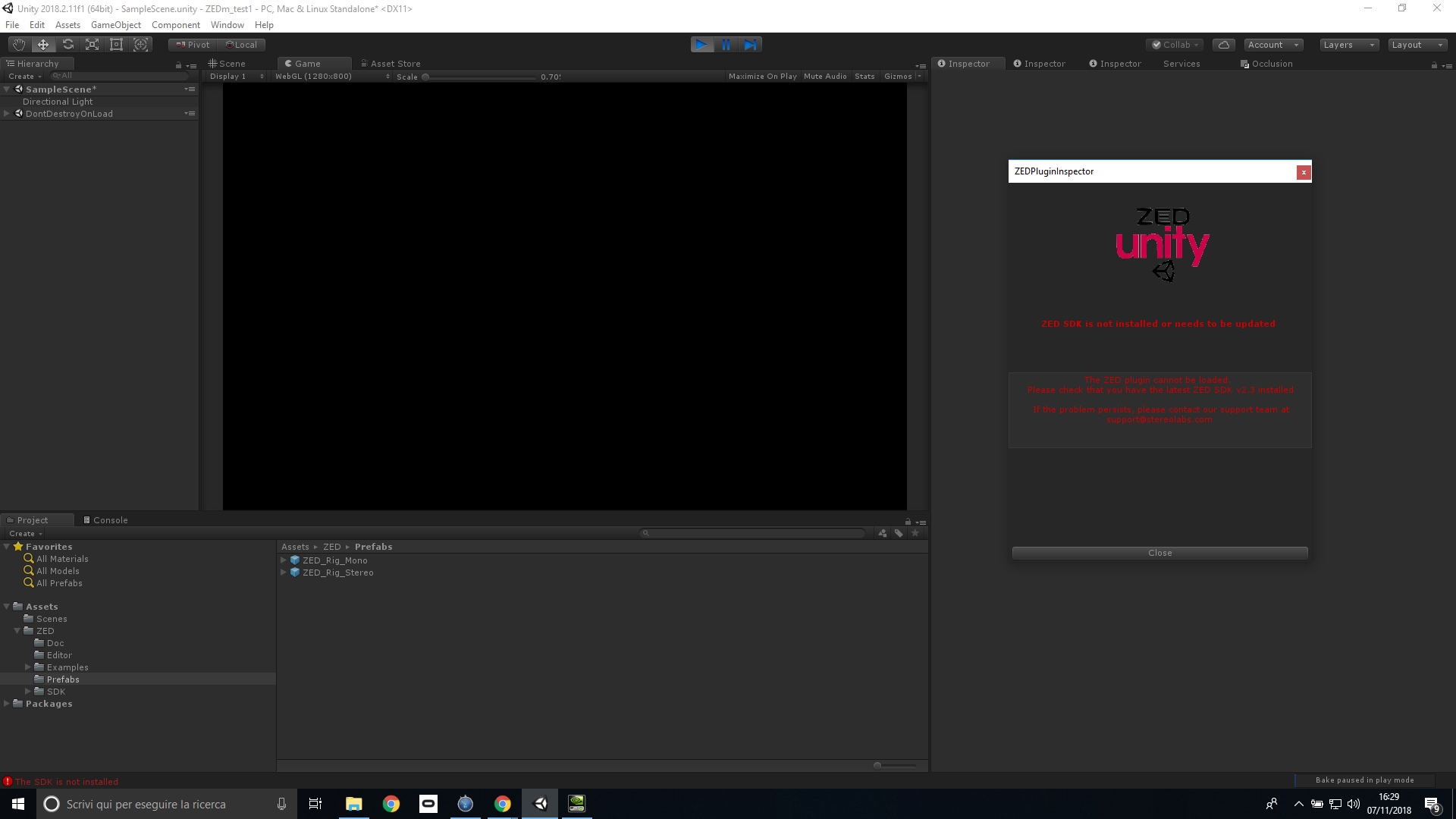 "ZED SDK is not installed or needs to be updated" · Issue #8 · stereolabs/zed-unity · GitHub