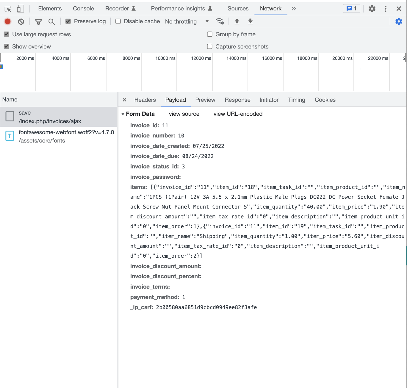 As soon as i change status 'sent' to viewed' error: The Invoice # field must contain a unique ...