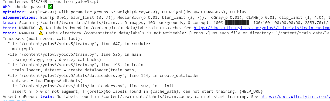 AssertionError: train: No labels in VOCdevkit\images\train.cache. Can not train without labels ...
