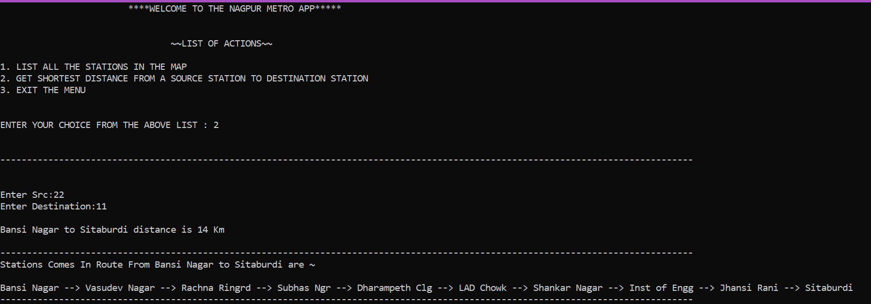 GitHub - attadeep28/Nagpur-Metro-App: A simple C++ program using Graph and Priority Queue data ...