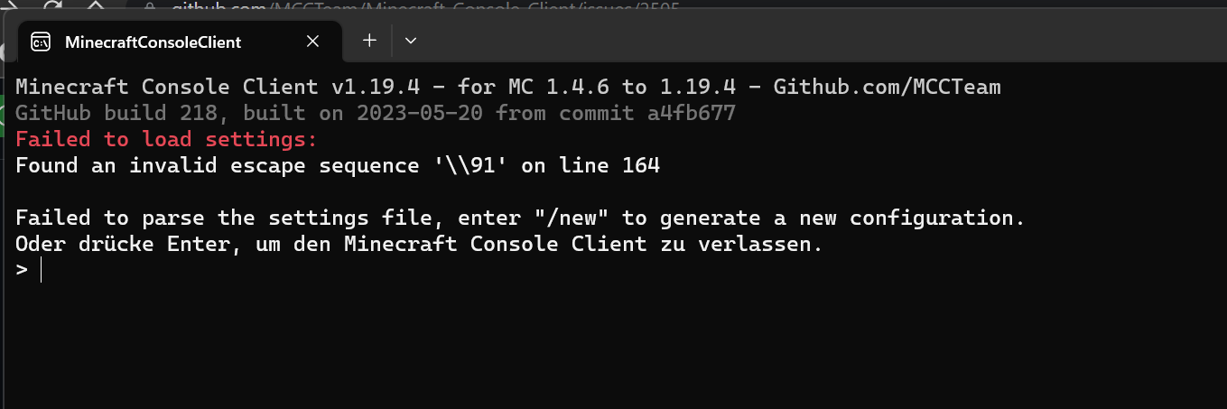 [Problem] remotely control ingame error · Issue #2505 · MCCTeam/Minecraft-Console-Client · GitHub