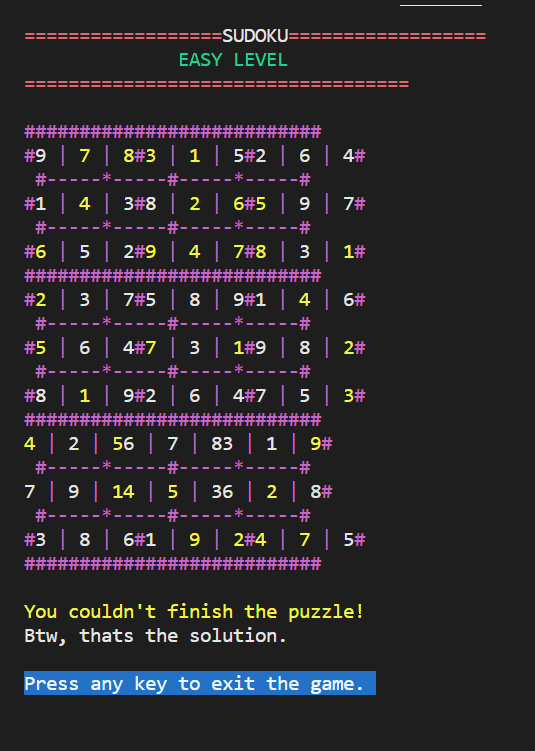 GitHub - manvisaxena14/Sudoku---A-Console-Game: A Console Game, Sudoku, coded in C++. This ...