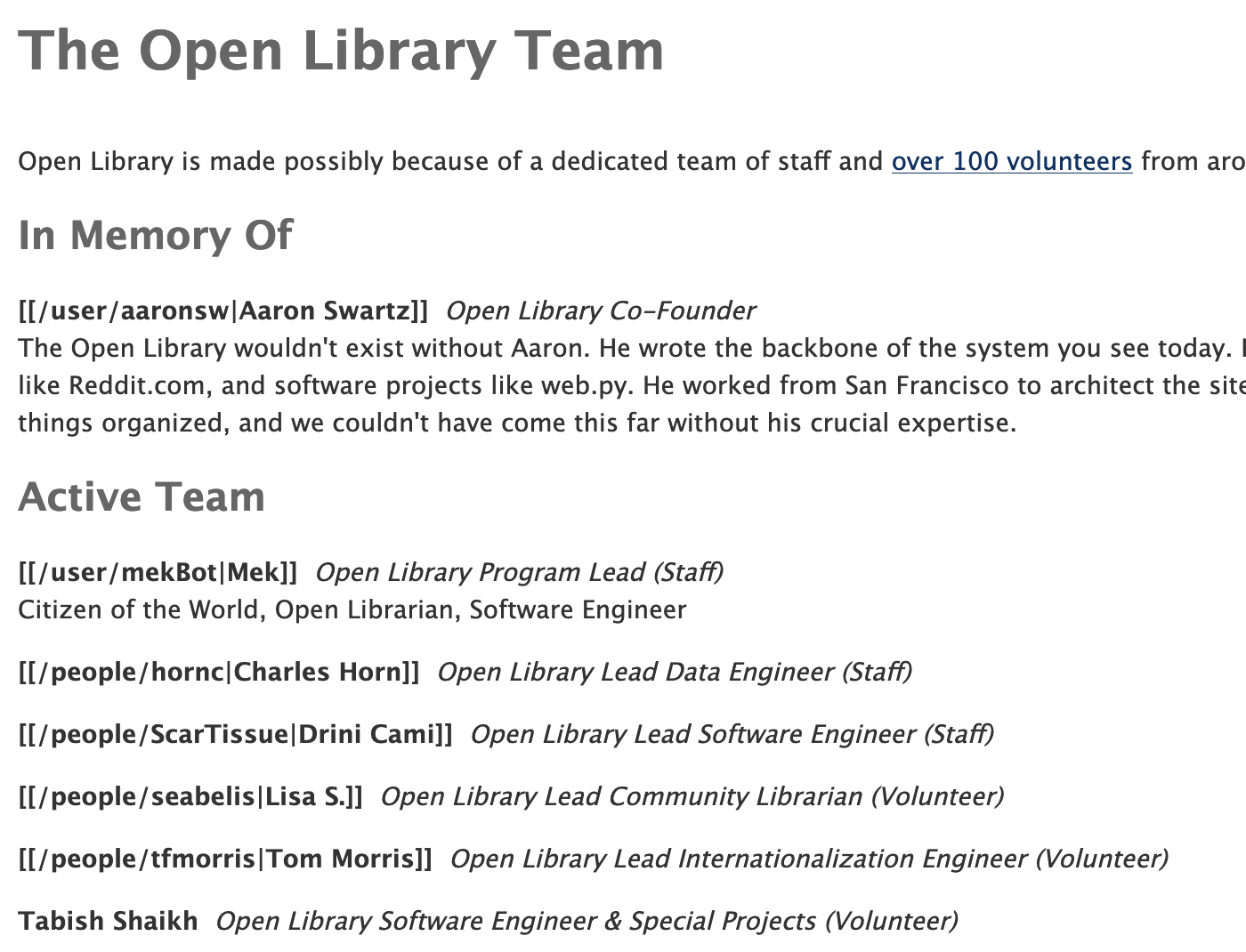 "The Open Library Team" page has broken links · Issue #7500 · internetarchive/openlibrary · GitHub