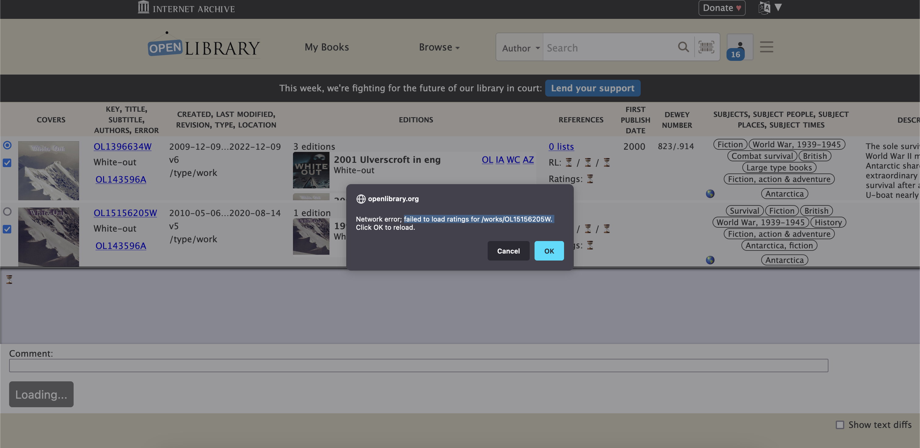 Merge tool issue: failed to load ratings for /works/OL15156205W · Issue #7689 · internetarchive ...