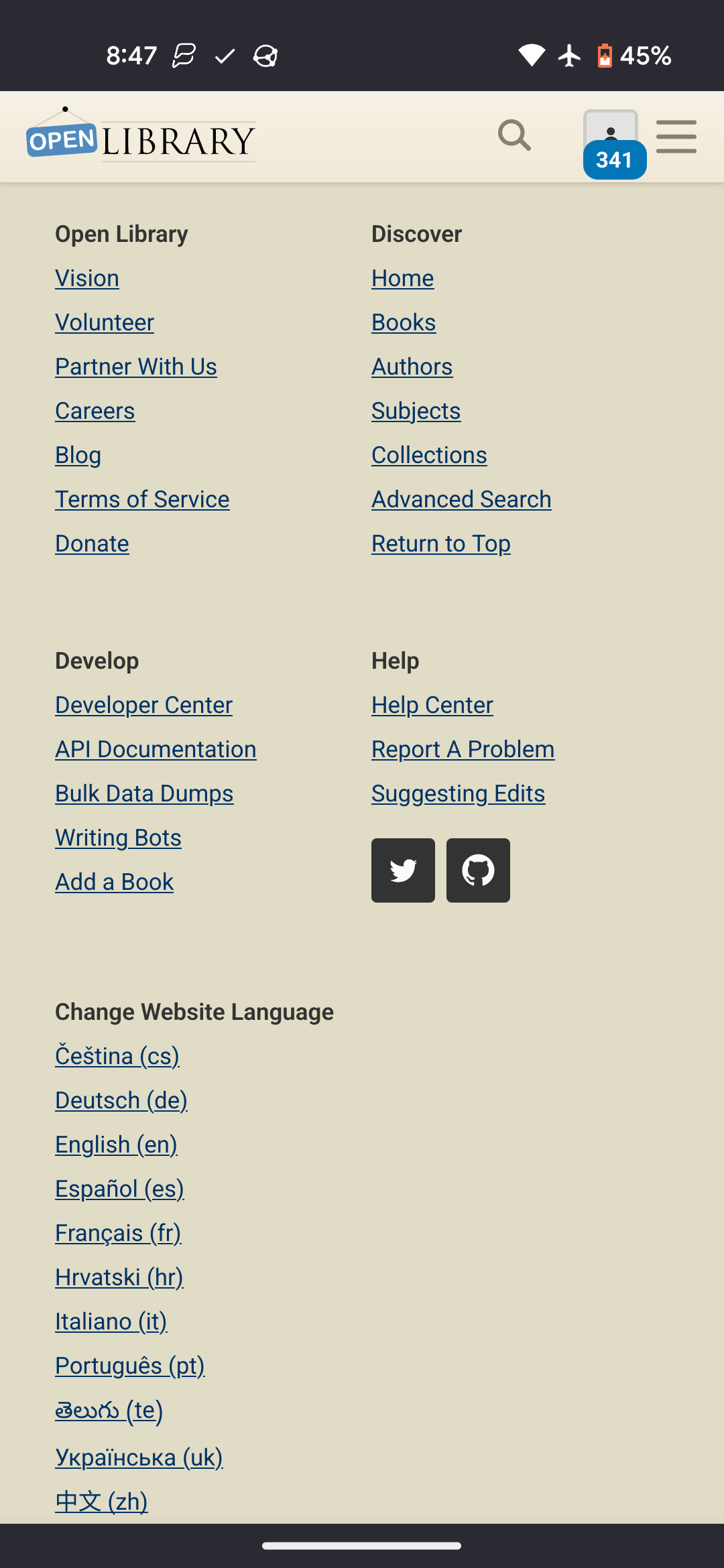 Move "add a book" to the "help" section rather than "develop" of footer · Issue #8213 ...