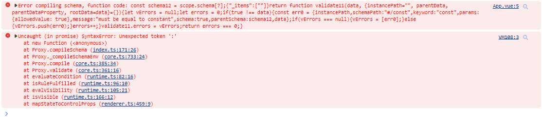 Uncaught Syntaxerror When Remounting A Component With Jsonforms And A Rule In Uischema · Issue