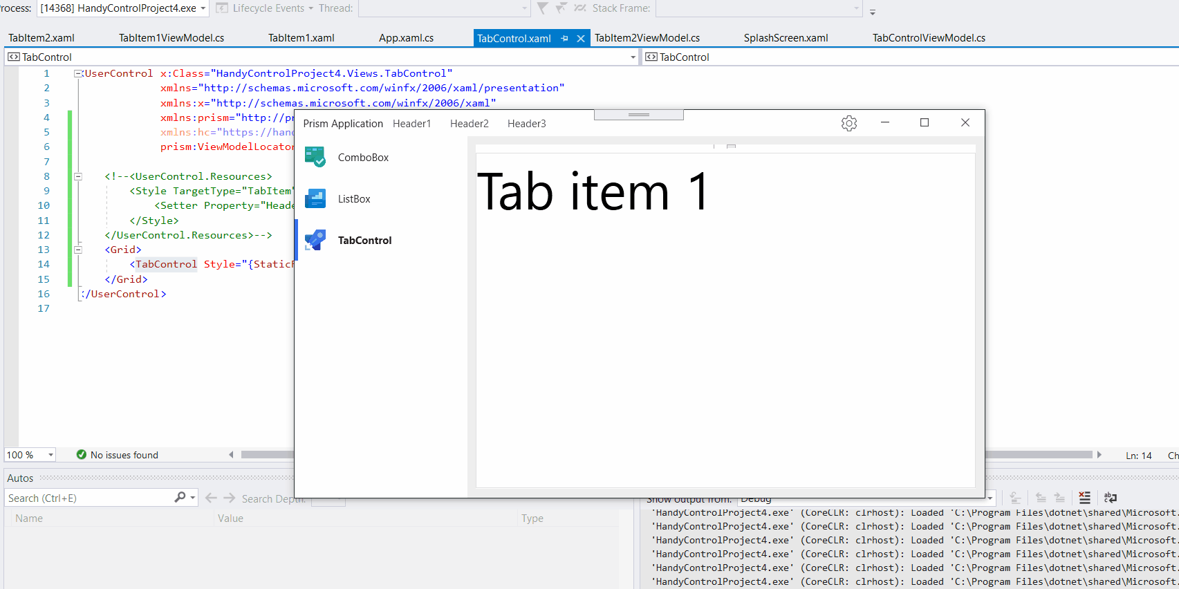 TabItem Content Not shown in Prism MVVM · Issue #453 · HandyOrg/HandyControl · GitHub