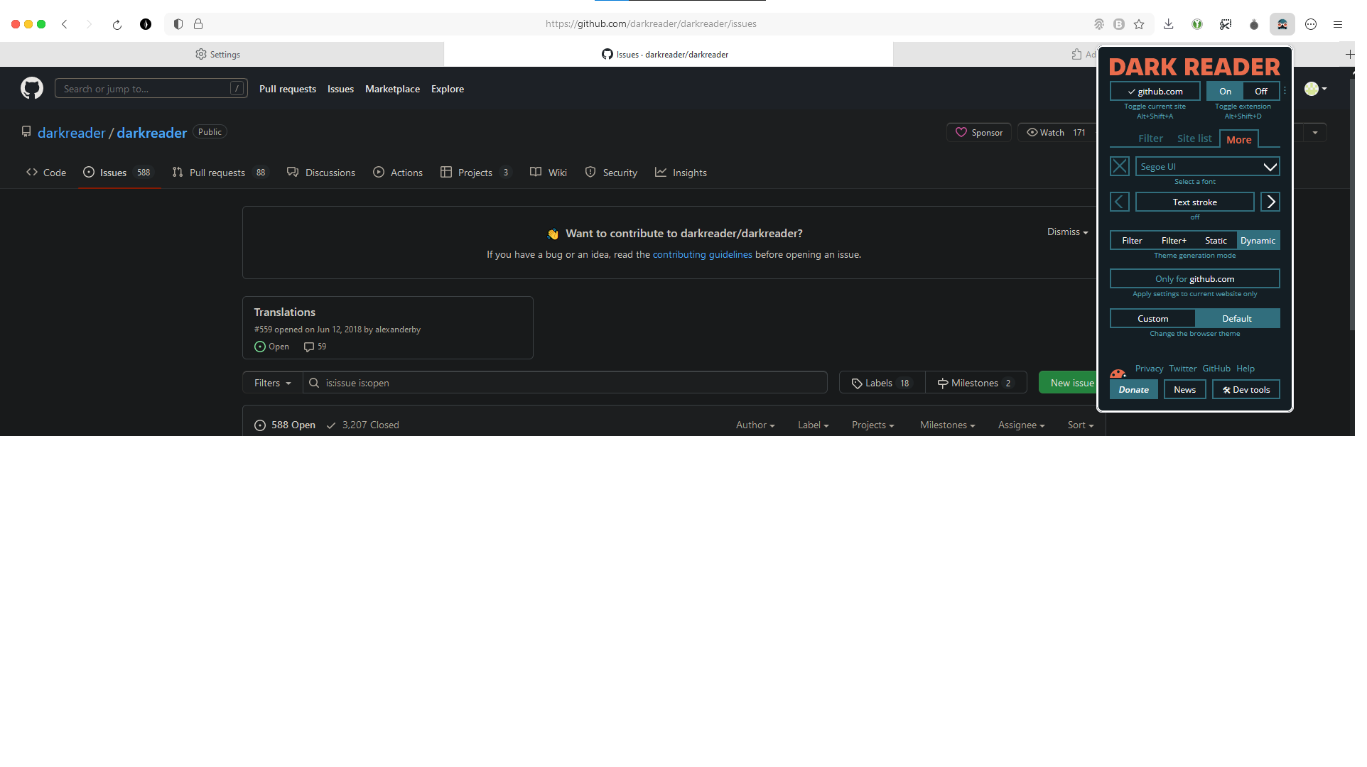 BUG - Broke my Browser Themes · Issue #10035 · darkreader/darkreader · GitHub