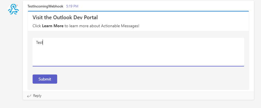 Getting 403 forbidden error when trying to do an HttpPOST request via a message card, delivered ...