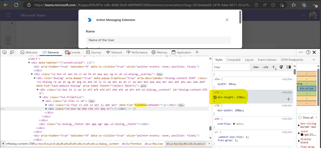 Message extension task module design breaks due to newly added min-height constraint · Issue ...