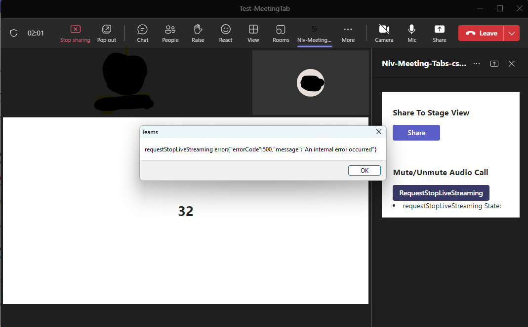 requestStopLiveStreaming method is not working · Issue #1824 · OfficeDev/microsoft-teams-library ...