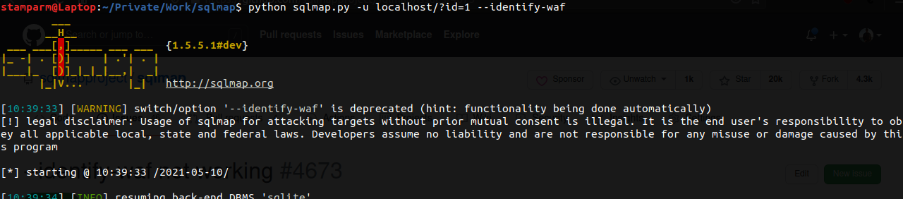 Identify Waf Not Working · Issue 4673 · Sqlmapproject Sqlmap · Github