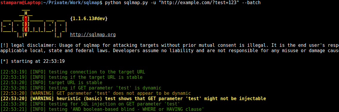Run Failed! Some code Shutting down the app · Issue #2589 · sqlmapproject/sqlmap · GitHub