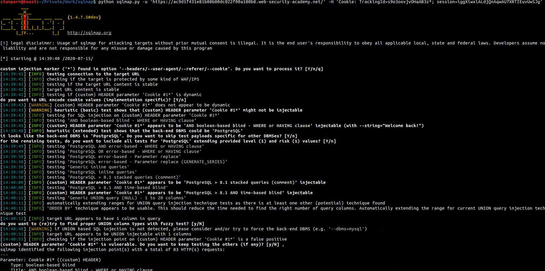 False negative: PortSwigger lab (comparing content length) · Issue #4262 · sqlmapproject/sqlmap ...