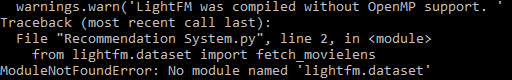 ModuleNotFoundError: No module named 'lightfm.dataset' · Issue #418 · lyst/lightfm · GitHub