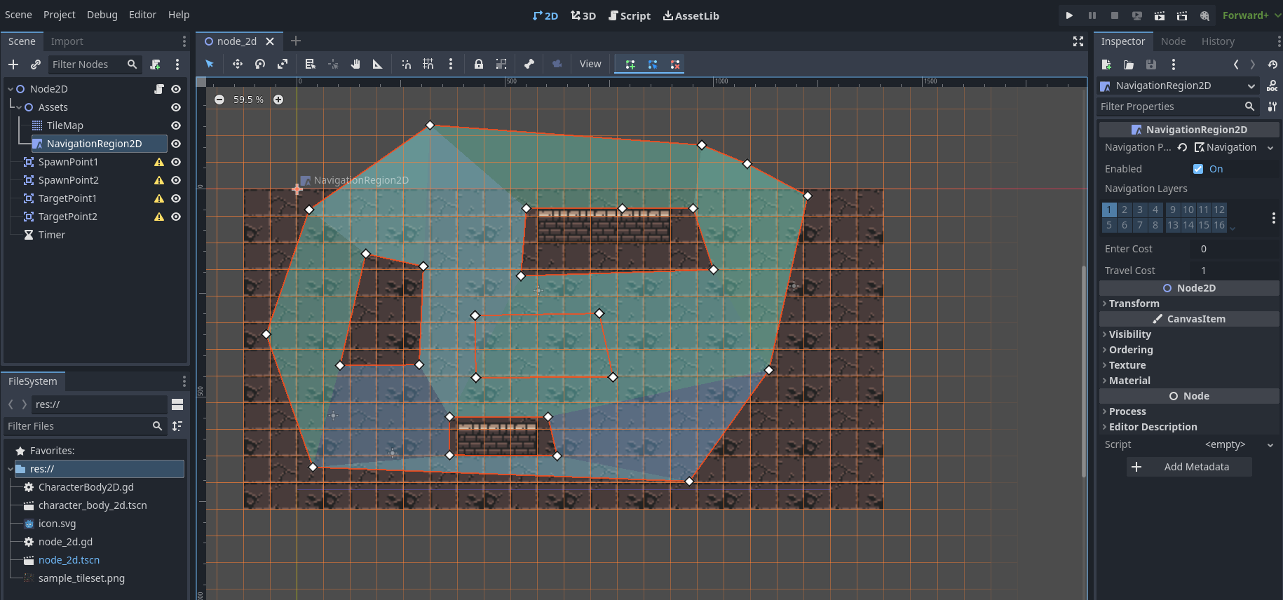 NavigationAgent gets bugged when using tilemaps, NavigationRegion and NavigationObstacles ...