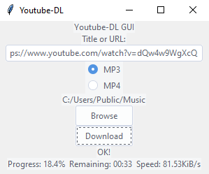 GitHub - reiluk/YoutubeDLGUI: A simple GUI for youtube-dl using Tkinter.