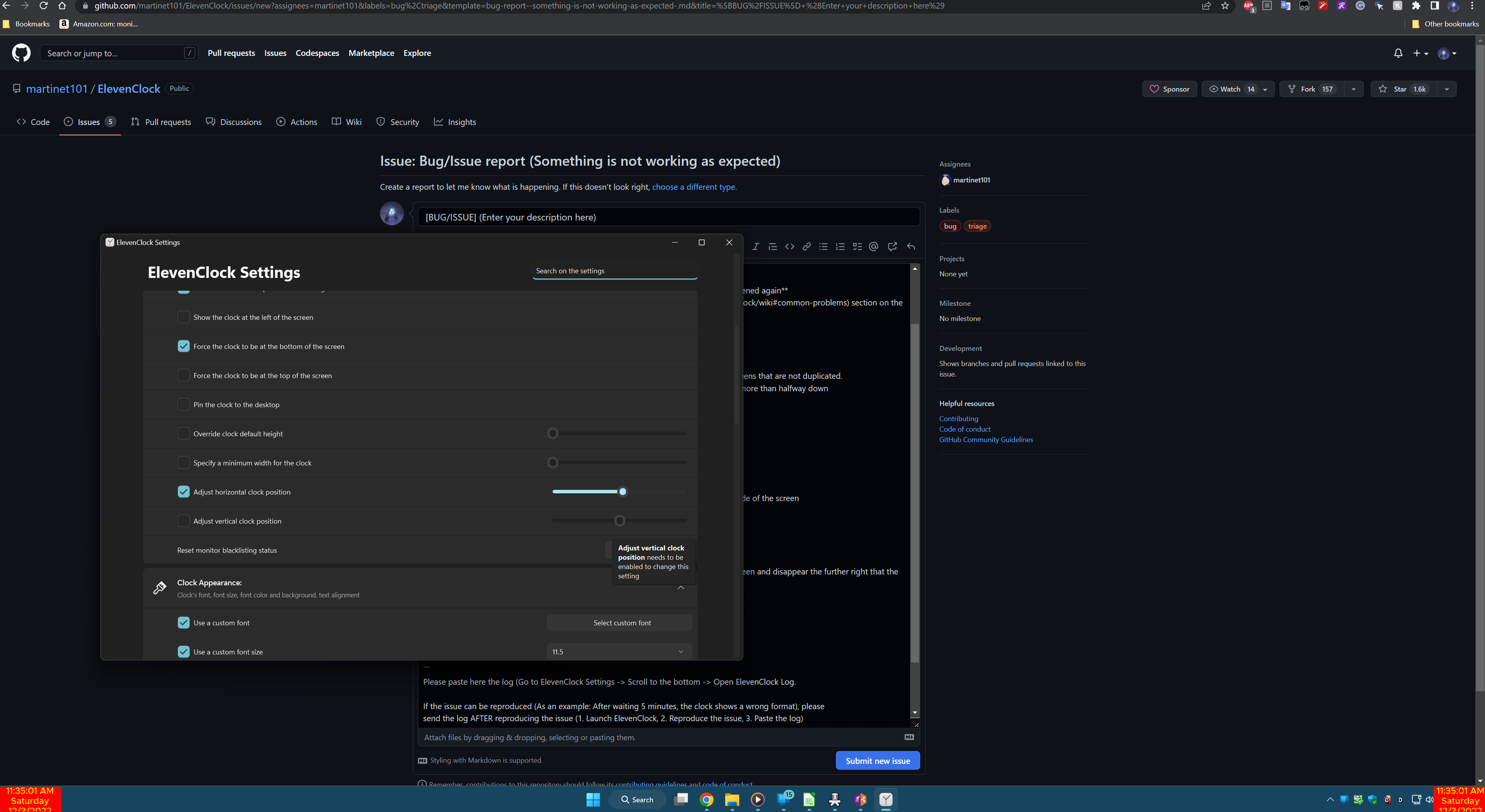 [BUG/ISSUE] Clock position error with offset · Issue #1056 · marticliment/ElevenClock · GitHub