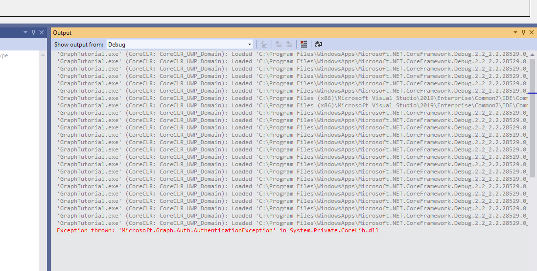 Exception Trying To Authenticate Microsoft Graph Auth Authenticationexception In System