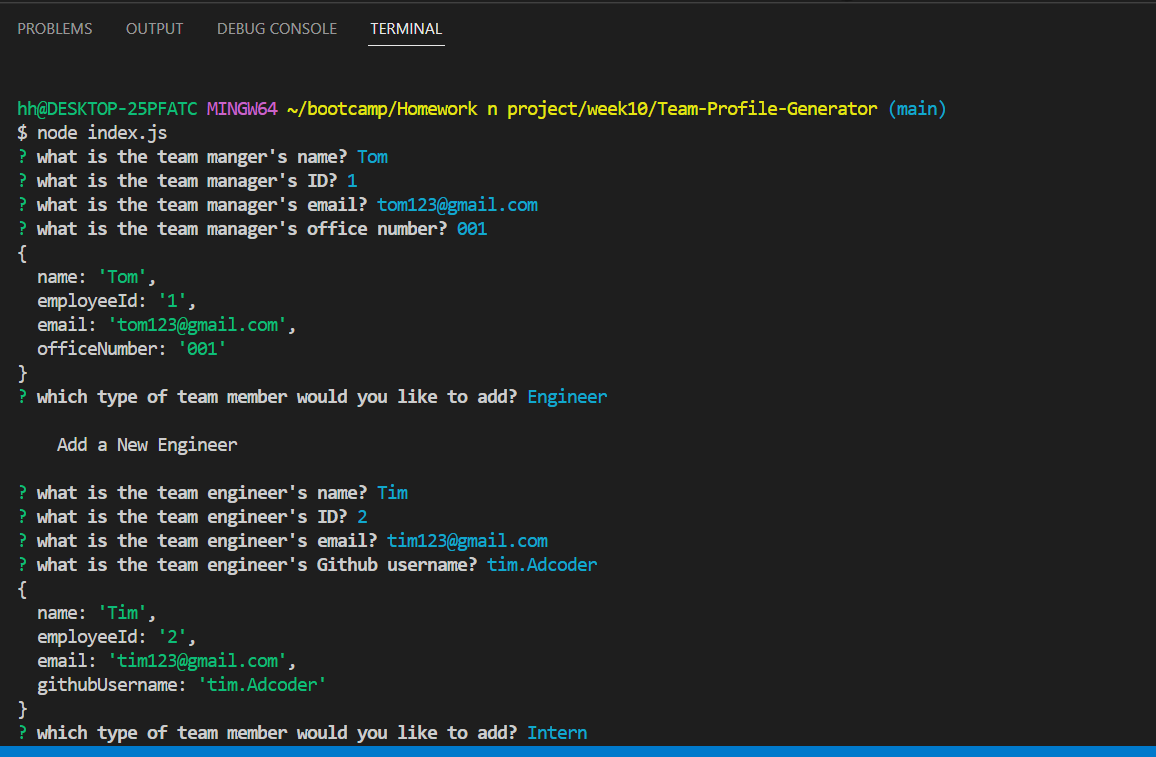 GitHub - Tim-Adcoder/Team-Profile-Generator