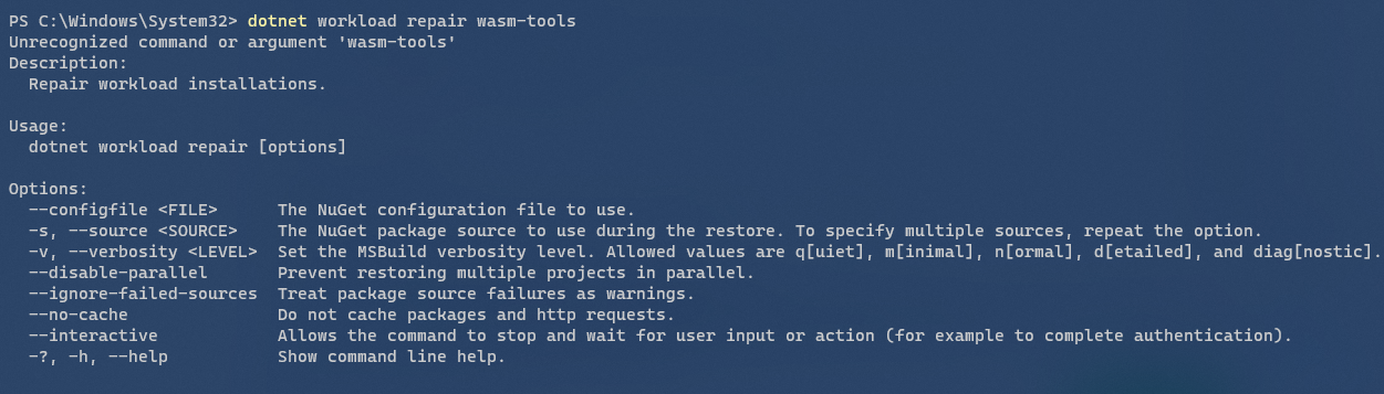 Argument Workload Id Looks Wrong For The Repair Command · Issue 30837 · Dotnet Docs · Github
