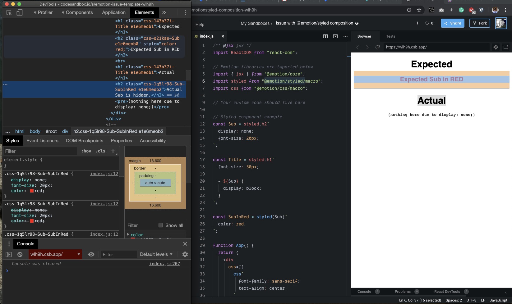 Css Classes Are Not Splitted To Treat Output Css Effectively · Issue 1741 · Emotion Jsemotion 4774