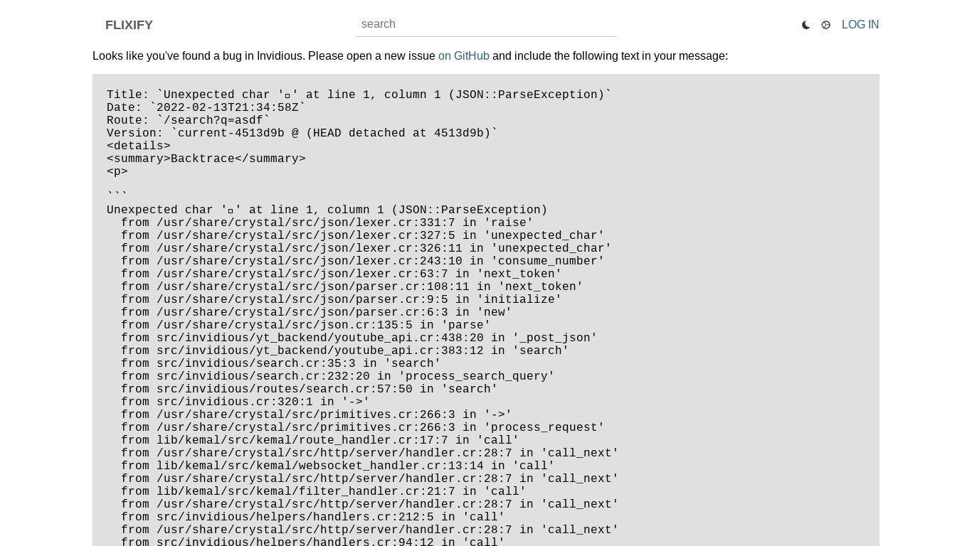 Bug in flixify or smt · Issue #2898 · iv-org/invidious · GitHub