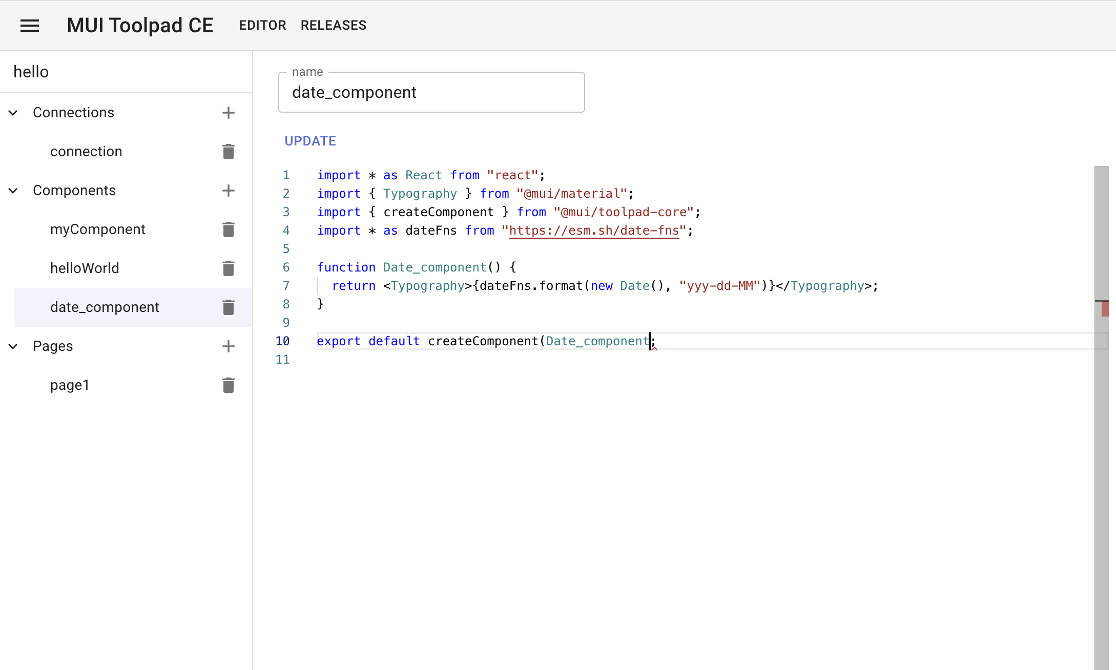 In custom component interface, move 'Update' button to the bottom right. · Issue #613 · mui ...