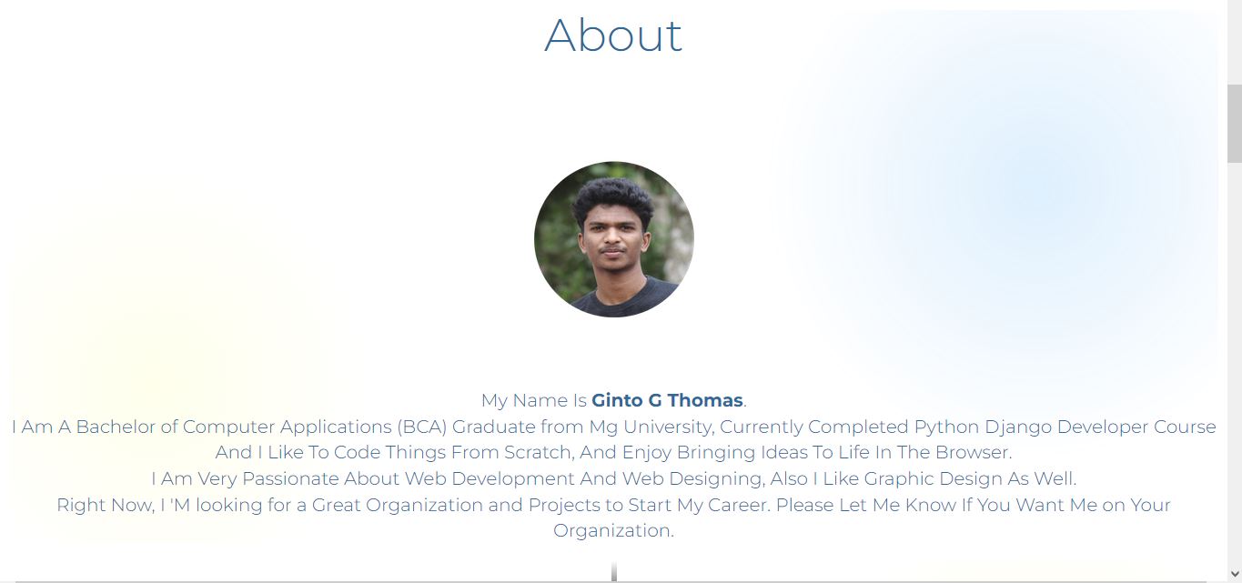 GitHub - ginnto/gintogthomas_portfolio: A portfolio website was Developed from Scratch. Own ...