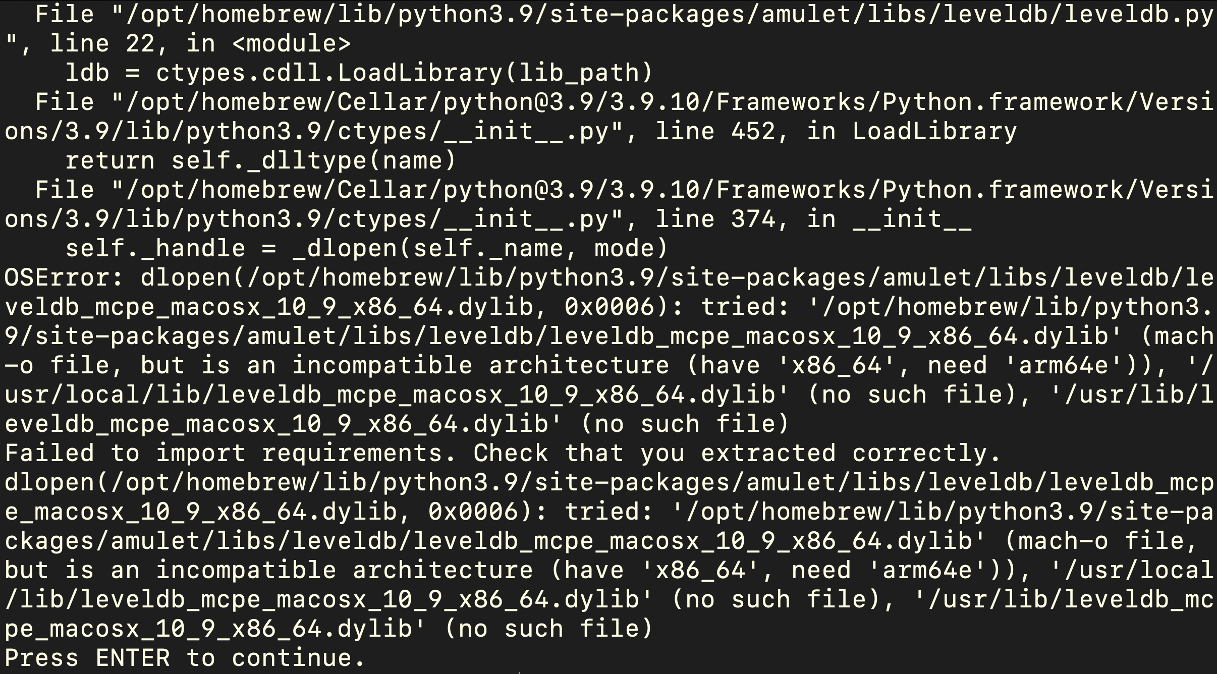 Can't run/install amulet on MacOS · Issue #560 · Amulet-Team/Amulet-Map ...