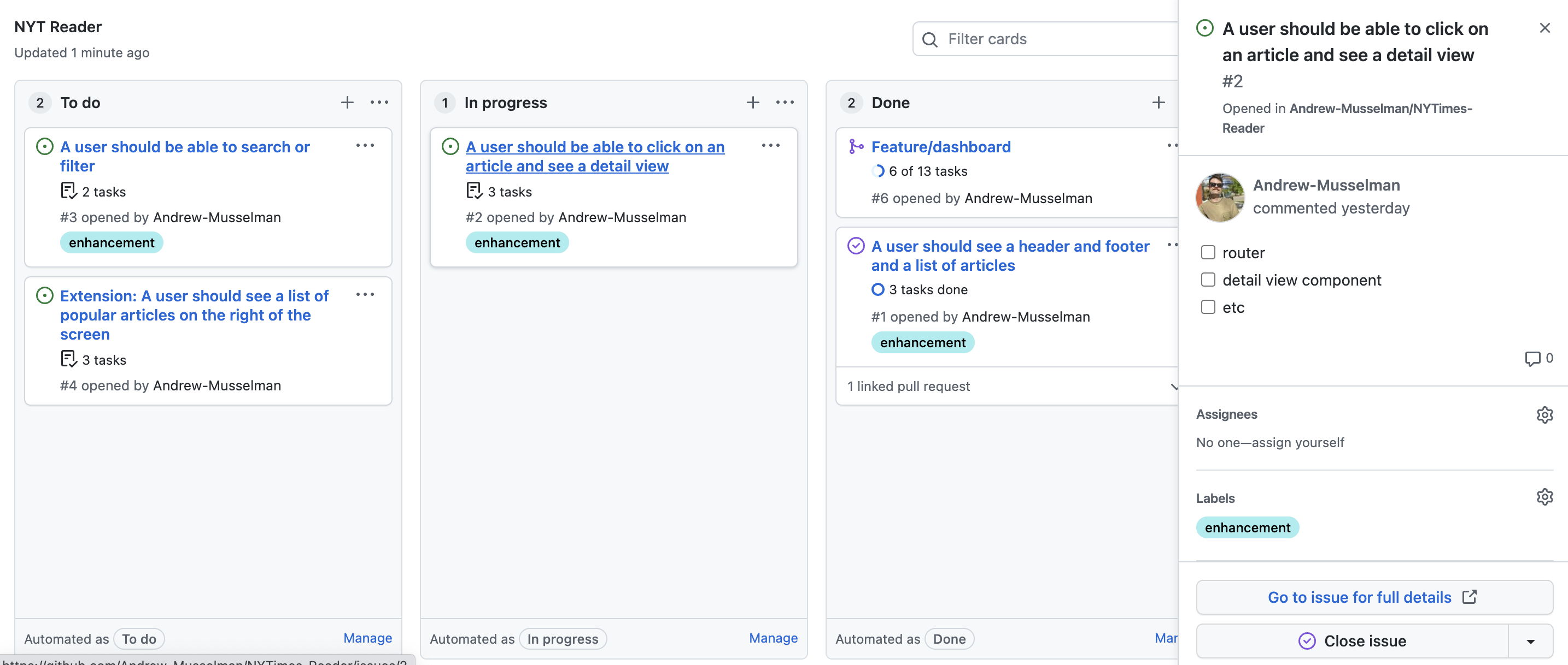 GitHub - Andrew-Musselman/NYTimes-Reader