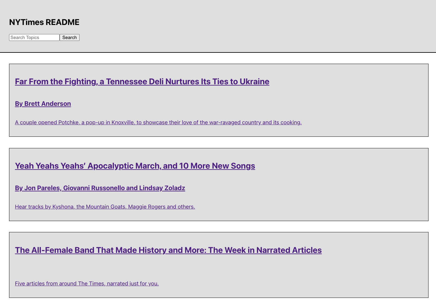GitHub - Andrew-Musselman/NYTimes-Reader