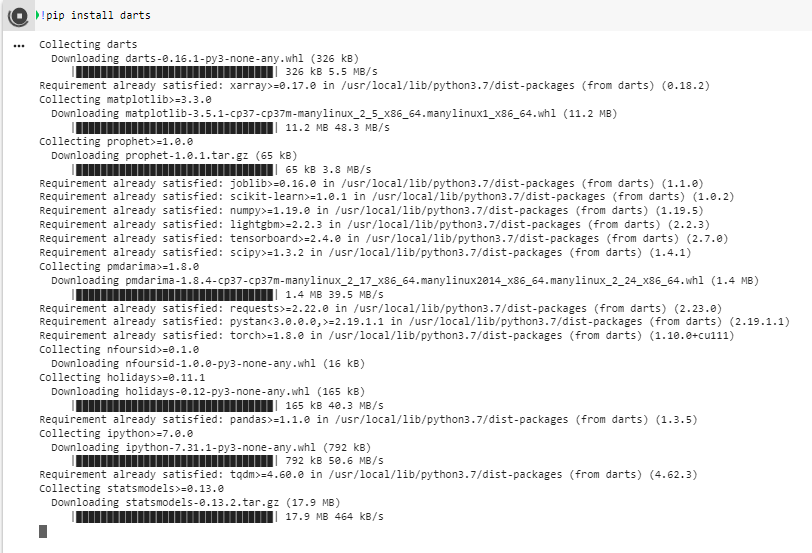 [BUG] Cannot install darts in colab notebook · Issue #778 · unit8co/darts · GitHub