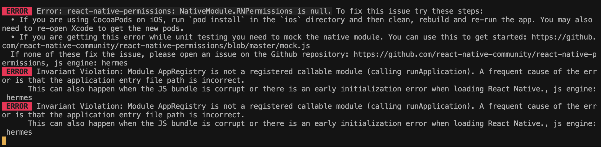 Got Error: react-native-permissions: NativeModule.RNPermissions is null. · Issue #758 · zoontek ...