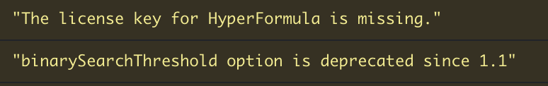 Handsontable shows warnings with HyperFormula license key missing · Issue #9045 · handsontable ...