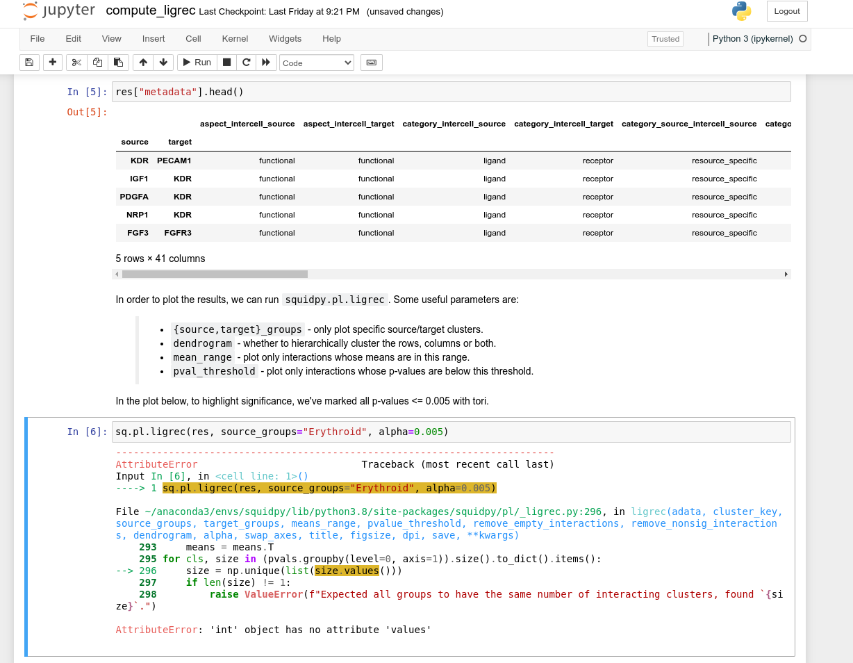 `sq.pl.ligrec` Ligand-receptor interaction analysis plotting function error · Issue #622 ...