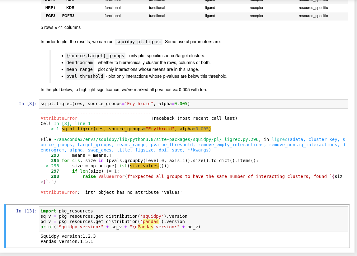 `sq.pl.ligrec` Ligand-receptor interaction analysis plotting function error · Issue #622 ...