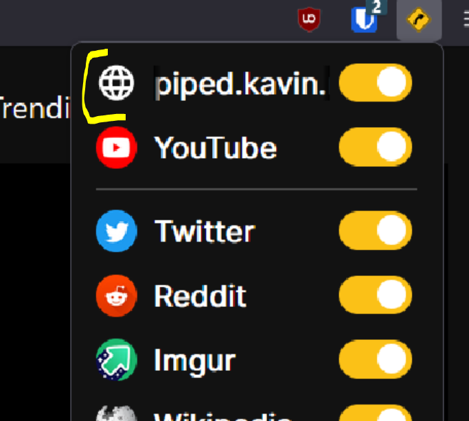 Piped shows up in the menu when it shouldn't · Issue #494 · libredirect/browser_extension · GitHub