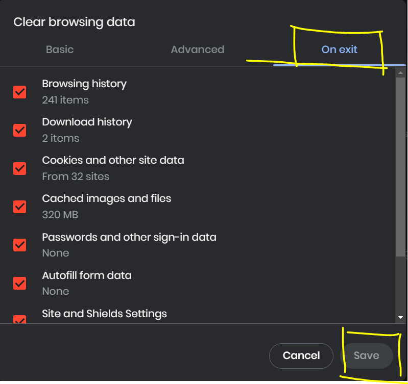 Save button in the On Exit page is greyed out · Issue #27080 · brave/brave-browser · GitHub