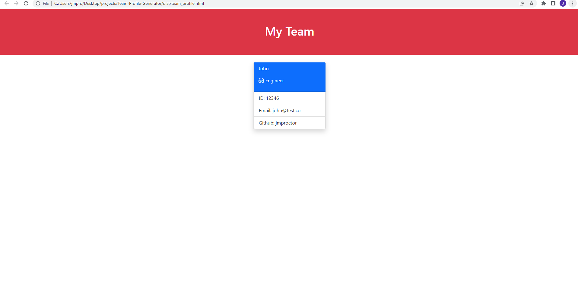 GitHub - jmproctor/Team-Profile-Generator