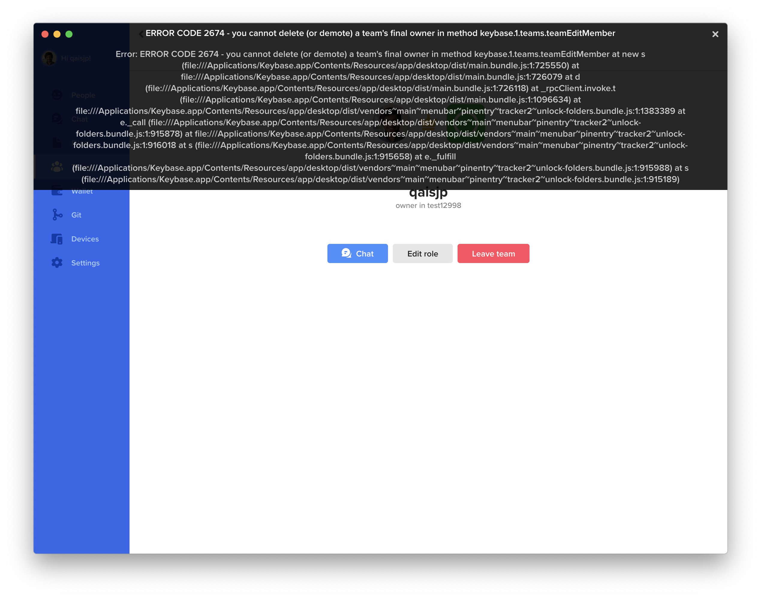 Demoting a team's final owner shows an ugly error message · Issue #17774 · keybase/client · GitHub