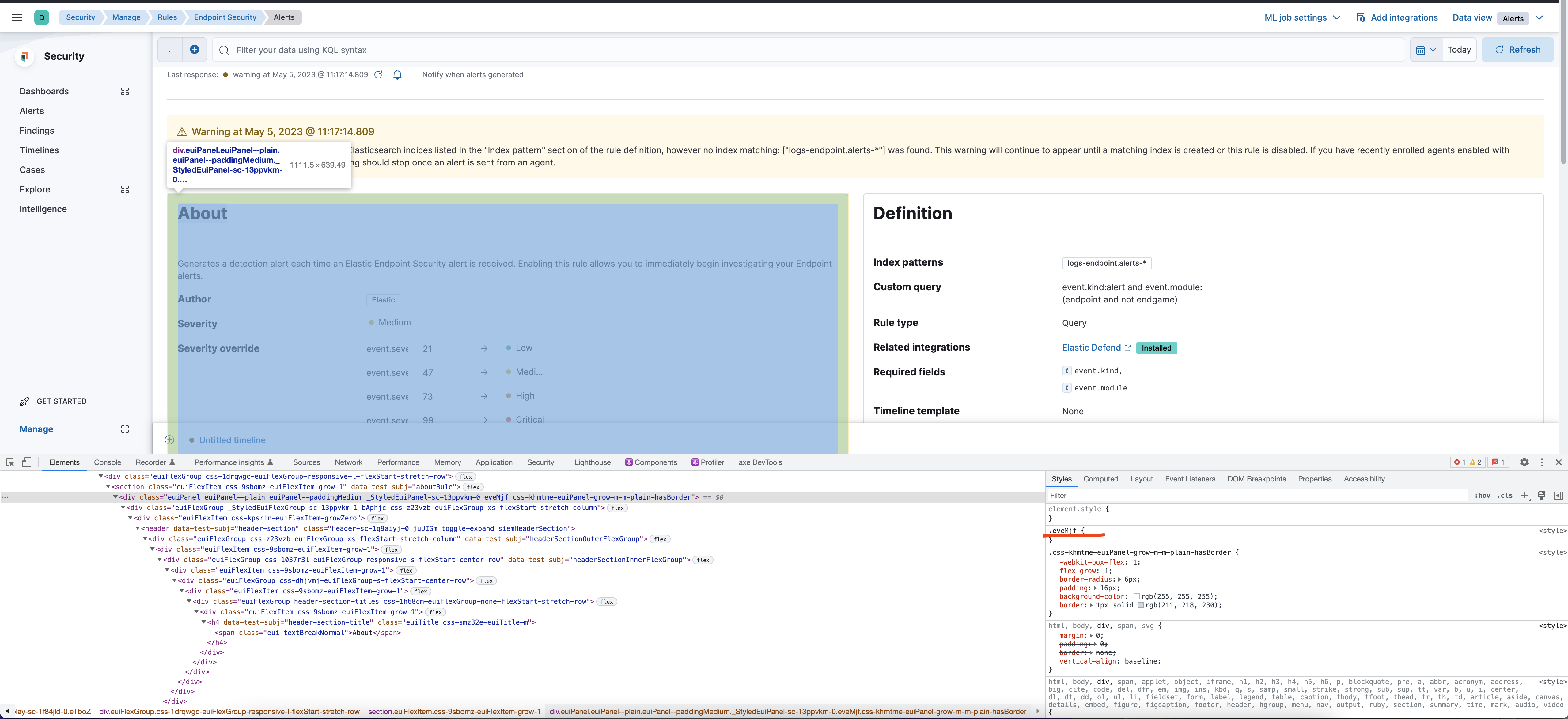 [Security Solution] css styles are not applied correctly on rule details page · Issue #156820 ...